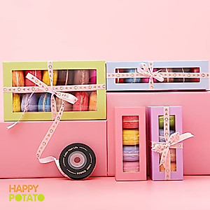 HAPPY POTATO 15 Pack Macaron Boxes, Macaron Gift Box for 12, Macaron Packaging Boxes with Clear Window, Pink Macaron Gift Boxes without Macarons inside (Interior Mesurement 7.2×4×1.9 Inches)