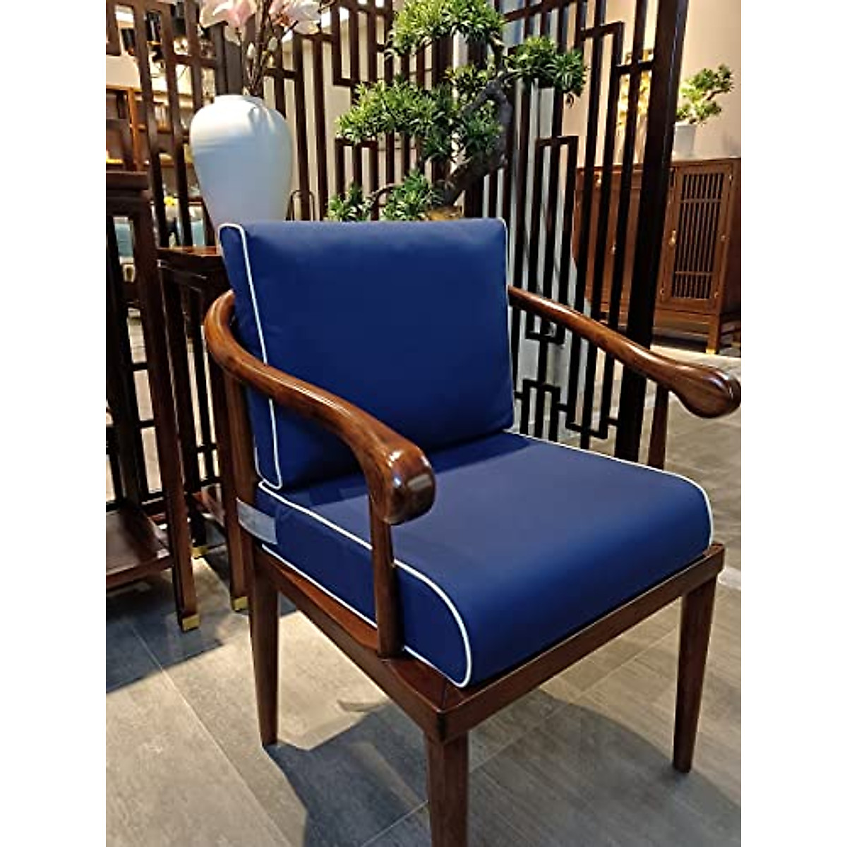 Justsafe Patio Chair Cushion Set, Thick Outdoor Seat Cushions for Patio Furniture, Waterproof Fadeshield Non-Slip Washable Covers, Durable Garden Sofa Couch Pads with Adjustable Strap (2PCS, Blue)