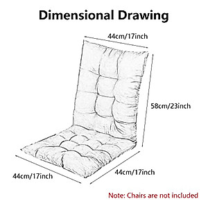 Non-Slip Rocking Cushions for Living Room,Nursery,or Home Office, Tufted and Non-Slip Pads,Seat 17" X 17" and Seatback 23" X 17",2 Piece (Brown)