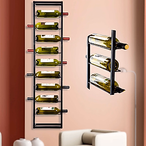 Wall Mount Wine Rack Holder for 10 Wine Bottles （Iron/4ft） Morden Wine Rack Organizer Wine Storage Display Holder for Kitchen Dining Room Bar