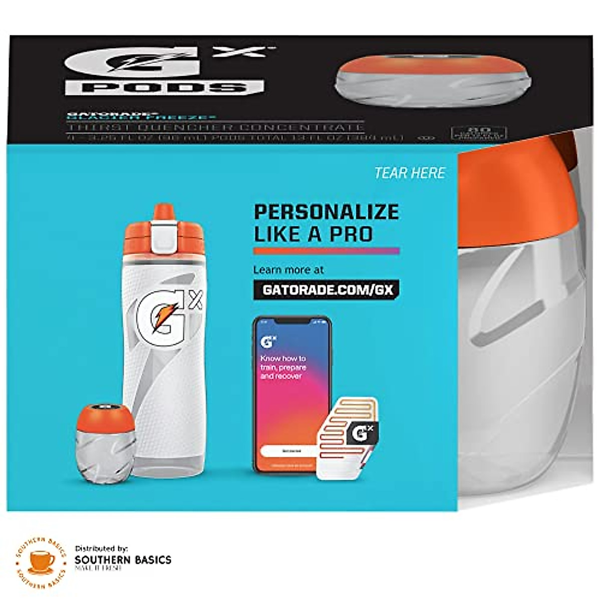Gatorade Gx Hydration System, Non-Slip Gx Squeeze Bottles Or Gx Sports Drink Concentrate Pods Essentially for Southern Basics (8 Count) (Glacier Freeze)