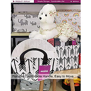 INGHUA Rectangular Storage Basket Fabric Organizer Bin for Toys,Books,Clothes,Gifts,Pets-Perfect for Home,Office,Nursery,Dorm,Shelf(Rec Black Arrows)