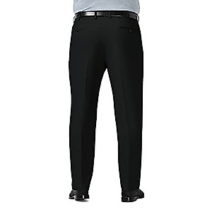 Haggar Men's Premium Comfort Classic Fit Flat Front Dress Pants-Regular and Big & Tall Sizes, Black BT, 46W x 32L