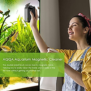 AQQA Magnetic Aquarium Fish Tank Cleaner Fish Tank Glass Algae Scraper Glass Cleaner Scrubber Floating Clean Brush Suitable for Freshwater and Saltwater