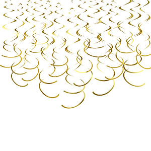 Gold Hanging Swirl Decorations Plastic Streamers Foil Swirls Ceiling Decorations Wedding Baby Shower Birthday Party Decorations, Pack of 30