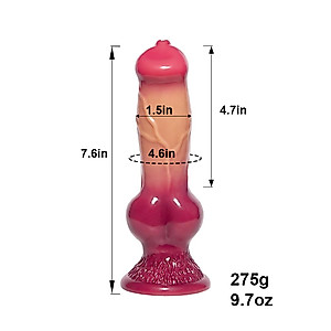 7.7inch Realistic Beginner Dildo, Alien Wolf Dildo Suction Silicone Small Anal Fantasy Toy for Beginners Women and Men Couples