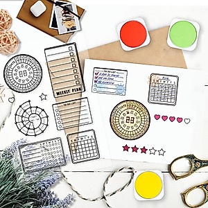 PH PandaHall Clear Label Stamps, Date and Schedule Rubber Stamp Silicone Stamp Background Transparent Stamps for Card Making Photo Album Decoration and DIY Scrapbooking 6.2x4.3inch/16x11cm