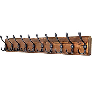 SKOLOO Rustic Large Coat Rack Wall Mount: 38.3'' Long Coat Rack for Wall, Wood Coat Rack Hook, Farmhouse Coat Hanger Wall Mount for Hanging Jacket Coat