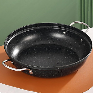 HOLIDYOYO Stainless Steel Skillet with 2 Handles Saute Pan Everyday Pan Stir Fry Pan Chef’s Pan Multipurpose Deep Frying Pan Stewpot Skillet