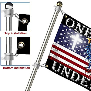 One Nation Under God American Eagle Grommet Flag 3x5 Outdoor Double Sided Faithgee One Nation Under God Flag with Flagpole Rings Jesus American Flag with Christian Cross Garden Yard Unique Flags