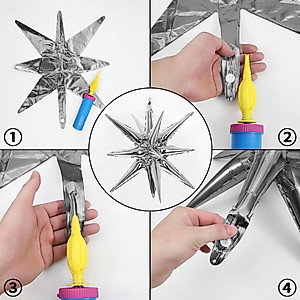 12 PCS Star Balloons Foil Star Balloons Large Silver Explosion Star Aluminum Foil Balloons for Birthday Wedding Baby Shower Bachelorette Party Disco Party Decorations Supplies