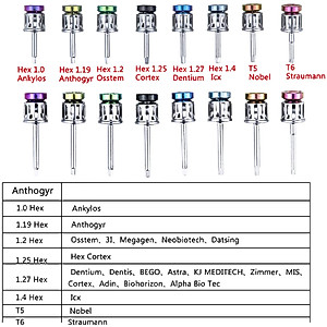 BONEW Global Universal Implant Screw Drivers Repair Tool Kit Screwdrivers Colorful Prosthetic Kit Torque Wrench 16pcs for a Set