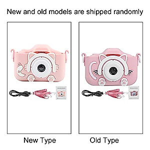 PUSOKEI Children Camera, 2400W Pixels Cartoon Digital DV Kids Camera for Girls Toys, Children Digital Cameras Birthday Fun Camera for Children(Pink)