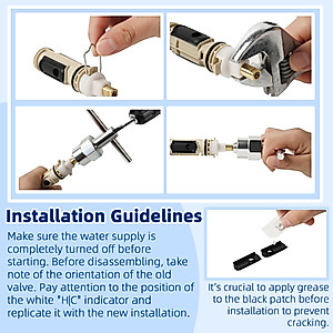 Calvana Bathroom Shower Valve Kit, Cartridge Removal Tool, Compatible with Moen 1222 One-Handle Posi Temp Faucets, Durable Brass & Plastic, Included Cartridge Puller Tool, Retainer Clip, Silicone Oil