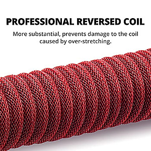 GUNMJO Pro Custom Coiled USB C Cable for Gaming Keyboard, Double-Sleeved Mechanical Keyboard Cable with Detachable Metal Aviator, 1.5M USB-C to USB-A, Red Color