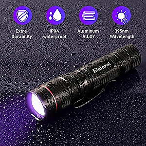 Eletorot 2 Pack UV Flashlights Black Light, 395nm Mini Handheld Blacklight Flashlight Small LED UV Lights for Resin, Portable Ultraviolet Lights for Invisible Ink Pens, Dog Cat Pet Urine Stain