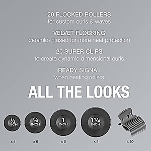 INFINITIPRO By Conair Instant Heat Ceramic Flocked Rollers, Multi-Size, 20 Count