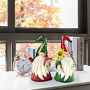 HONGLAND Garden Gnome Statue Outdoor Metal Gnome Yard Art 18 Inch Gnome Figurine Decorative Stakes for Holiday Xmas Lawn Patio Yard Garden Decor-2 PCS