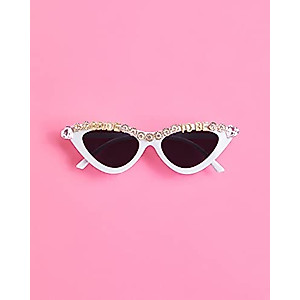 xo, Fetti Bachelorette Party Bride To Be Sunglasses | White Cat Eye Bedazzled Bach Decoration, Bridesmaid Sunnies Favor, Bride to Be Gift + Bridal Shower Supplies