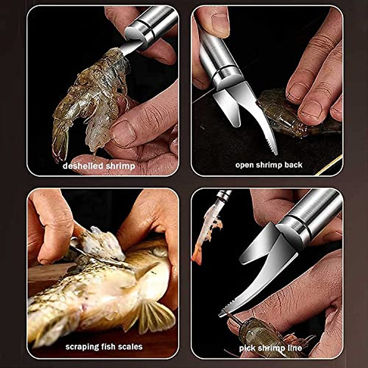 Shtain 5 in 1 Multifunctional Shrimp Line Fish Maw Knife - Multifunction Fish Scaler Remover,Multipurpose Shrimp Line Knife,Shrimp Deveiner Tool (3pcs) (001)
