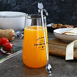 6 PCS Cat Spoon Coffee Tea spoon Set, ESRISE Stainless Steel Hanging Cup Teaspoons Demitasse Mini Long Cute Kitten Stirring Spoon for Dessert Drink Mixing Milkshake (Multi)