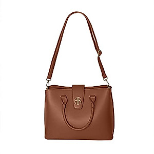 Alexis Bendel Women’s Saffiano Leather Triple Entry Top Handle Satchel Handbag W/Optional Crossbody Strap