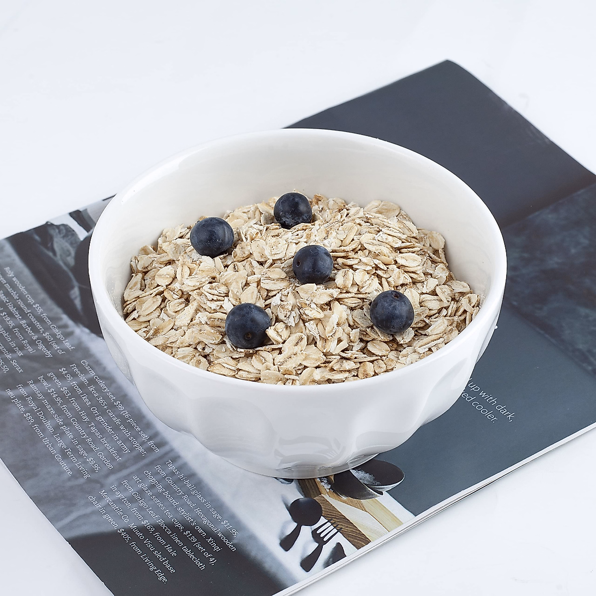 HAPPY KIT Ceramic Cereal Bowl Set - 18 Ounce for Cereal, Salad and Soup - Set of 4, White