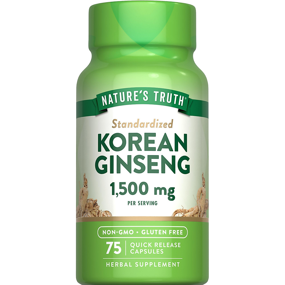 Nature's Truth Korean Ginseng Capsules | 75 Count | Standardized Extract from Ginseng Root | Non-GMO, Gluten Free Supplement