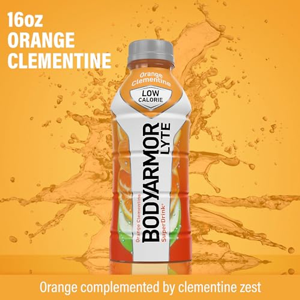 BODYARMOR LYTE Sports Drink Low-Calorie Sports Beverage, Orange Clementine - Orange Citrus, Flavors With Vitamins, Potassium-Packed Electrolytes, Perfect For Athletes, 16 Fl Oz (Pack of 12)