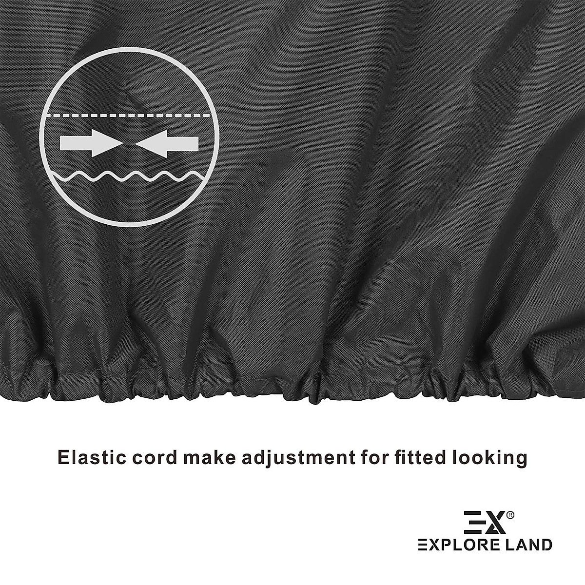 Explore Land Outboard Motor Cover - Waterproof 600D Heavy Duty Boat Engine Hood Covers - Fit for Motor 115-225 HP, Black