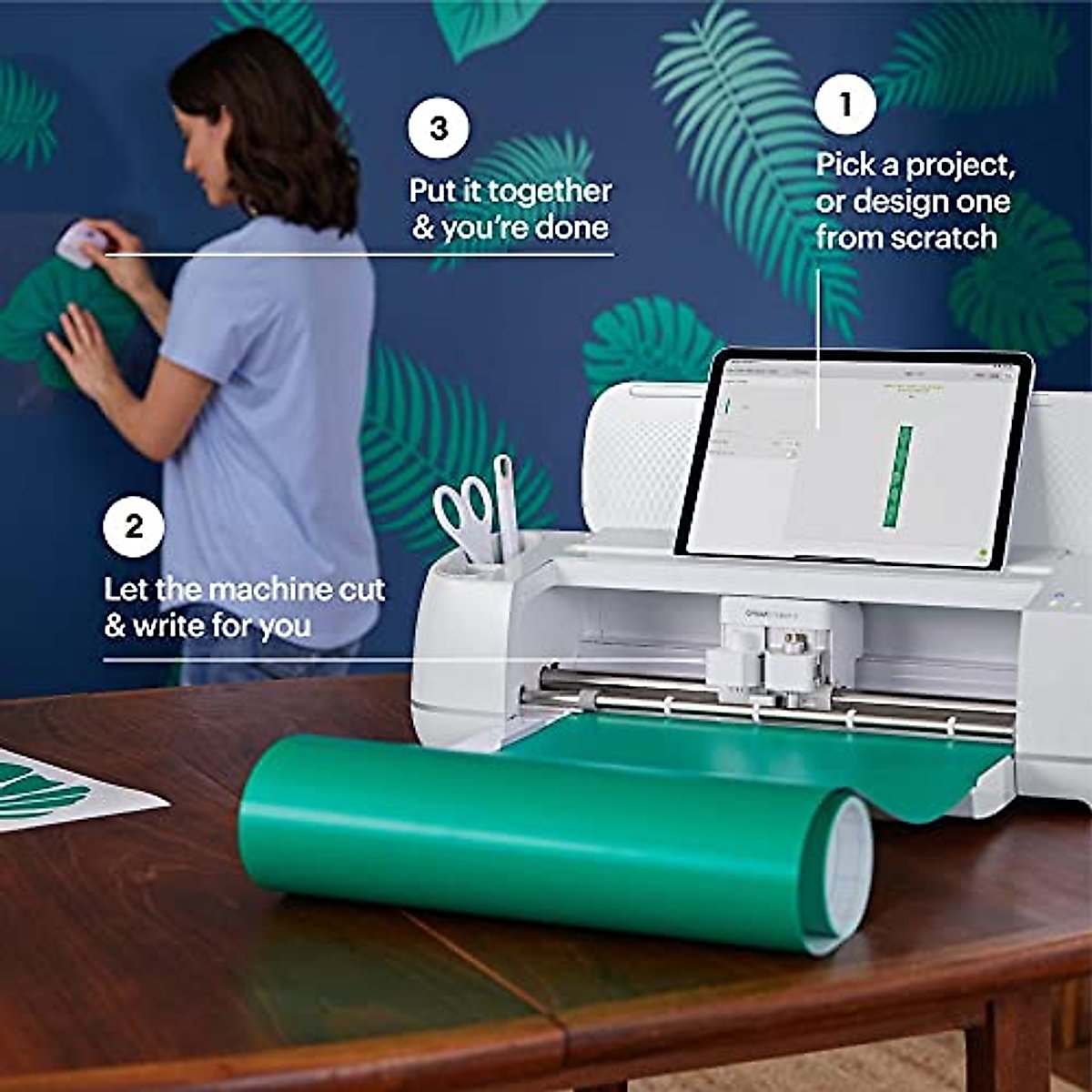 Cricut Maker 3 Machine Bundle Basic Tool Kit Transfer Tape Smart Permanent Rainbow Vinyl DIY Matless Cutting 10X Force 2X Faster Compatible with iOS Android Windows & Mac Bluetooth Connectivity