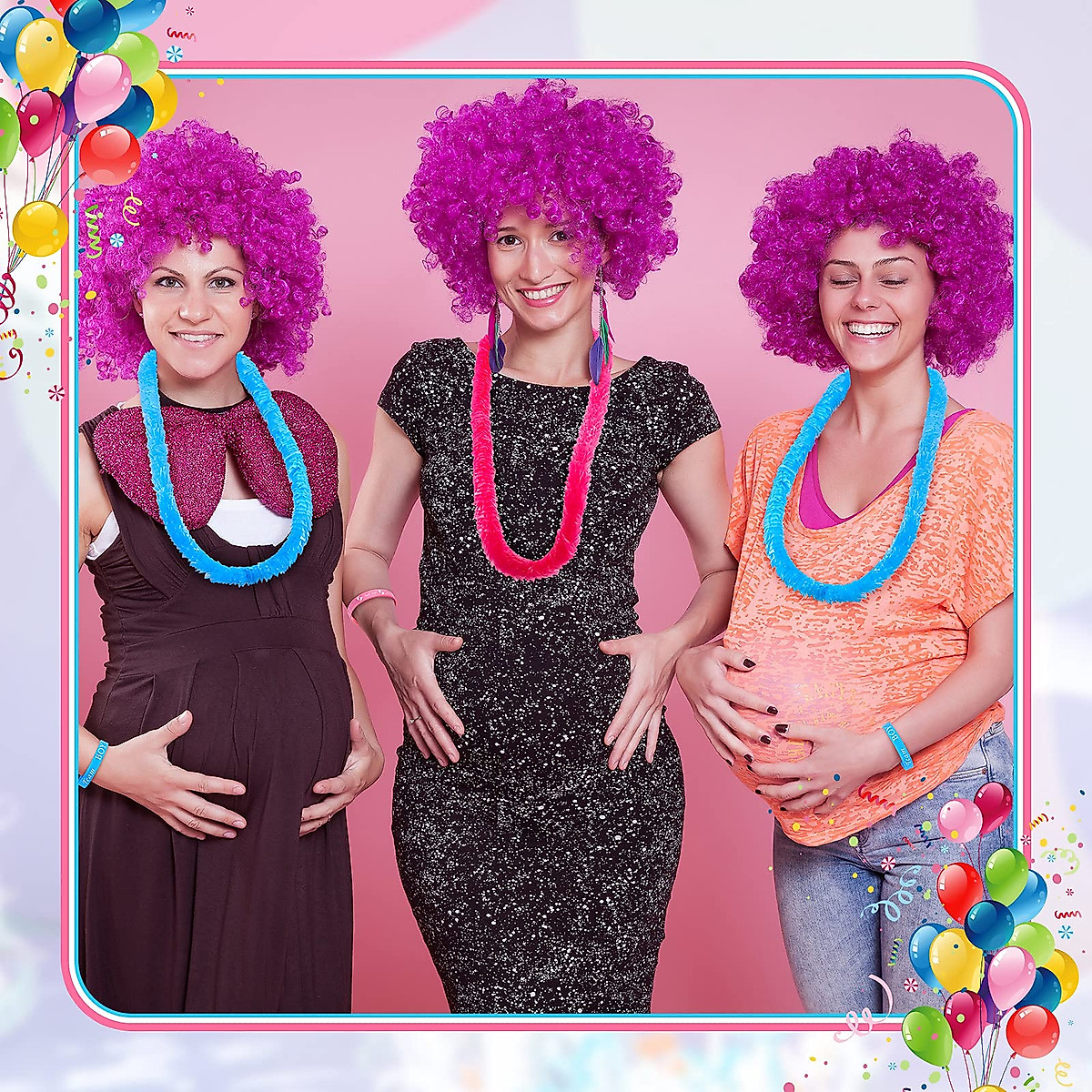 48 Pieces Baby Gender Reveal Decorations Set, 24 Gender Reveal Bracelets and 24 Gender Reveal Leis, Team Boy Team Girl Wristband for Baby Shower Gender Reveal Ideas Party Favor Supplies, Pink and Blue