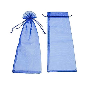 Bezall 20Pcs Organza Wine Gift Bags with Drawstrings, Mesh Wine Bottle Covers for Christmas, Wedding, Birthday, Wine Tasting, Housewarming (Royal Blue)