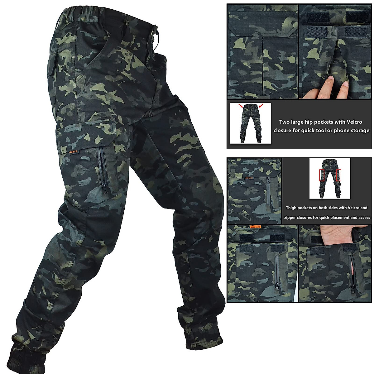 MEGE KNIGHT Men's Outdoor Hiking Pants, Tactical Pants Lightweight Casual Work Ripstop Cargo Pants for Men with Pockets UCP