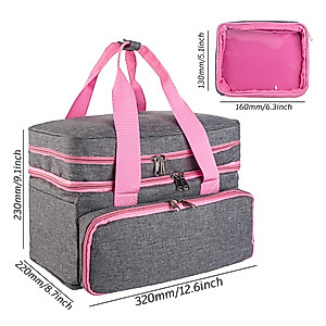 CraftGenes Sewing Storage Organizer, 3 Layers Large Sewing Storage Bag for Sewing Supplies with 2 Detachable Pouches, Sewing Box for Spool Thread, Sewing Tool(Bag Only)
