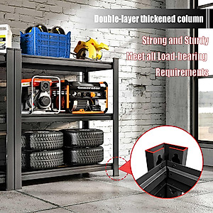 HOMEBTTER 3-Tier Garage Shelving,Heavy Duty Garage Storage Shelves 1500LBS Load Capacity,Black,32" WX18 DX47 H,Height Adjustable Metal Shelving for Garage Warehouse Basement Pantry Kitchen