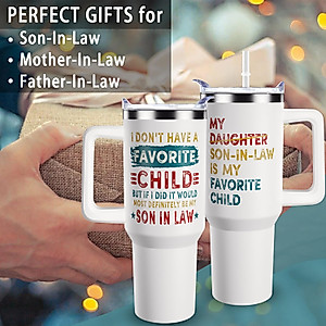 qynspngs Gifts for Mother/Father In Law from Son In Law Funny Mother's/Father's Day Gifts for Mom Christmas Gift for Dad,40 oz Mom/Dad Tumbler with Handle Brithday Gift