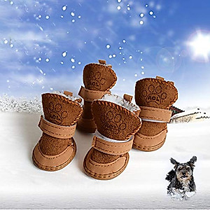 payanwin Dog Boots Paw Protector, Anti-Slip Dog Shoes,Dog Australia Boots Pet Antiskid Shoes Winter Warm Skidproof Sneakers, for Small Dog (#3, Brown)