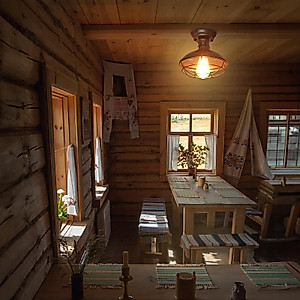 2 Pack Farmhouse Flush Mount Ceiling Light - Easric Industrial Ceiling Light Fixture Rustic Black Metal Cage Close to Ceiling Lamp E26 Base for Hallway Foyer Kitchen Porch