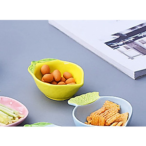 Mozacona 4pcs Ceramic Appetizer Plates Lemon Shape Side Dishes Seasoning Plates