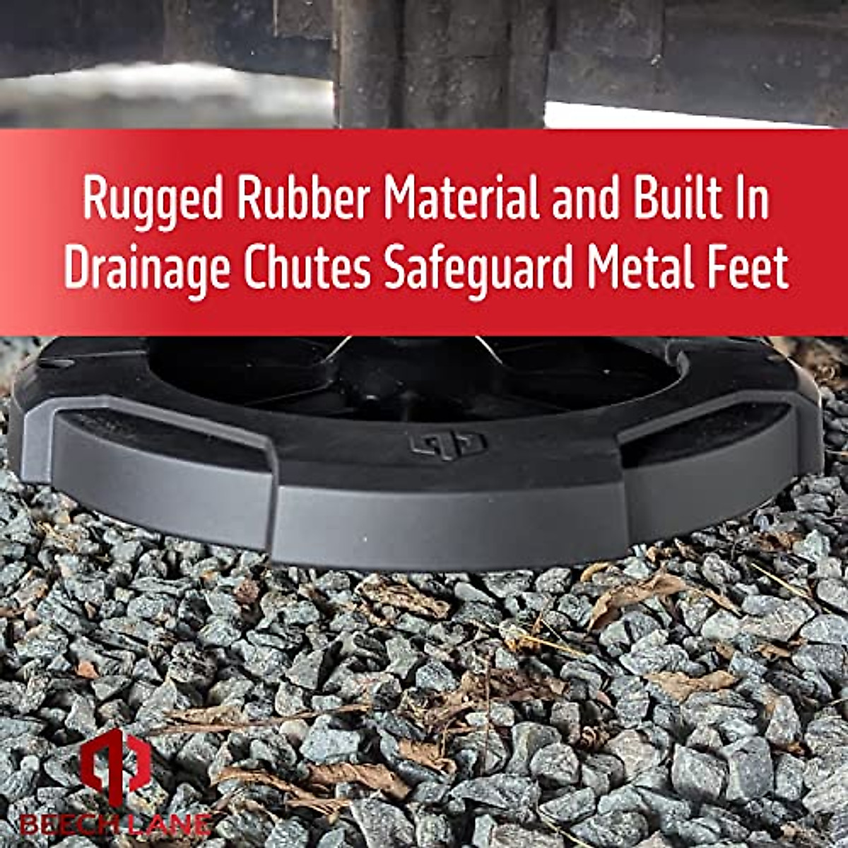 Beech Lane Permanently Attached RV Leveling Jack Pad for LCI Ground Control 3.0 Hall Effect Landing Gear Feet, 10 Second Permanent Install, Patent Pending Design Protects Metal Feet (6 Pack)