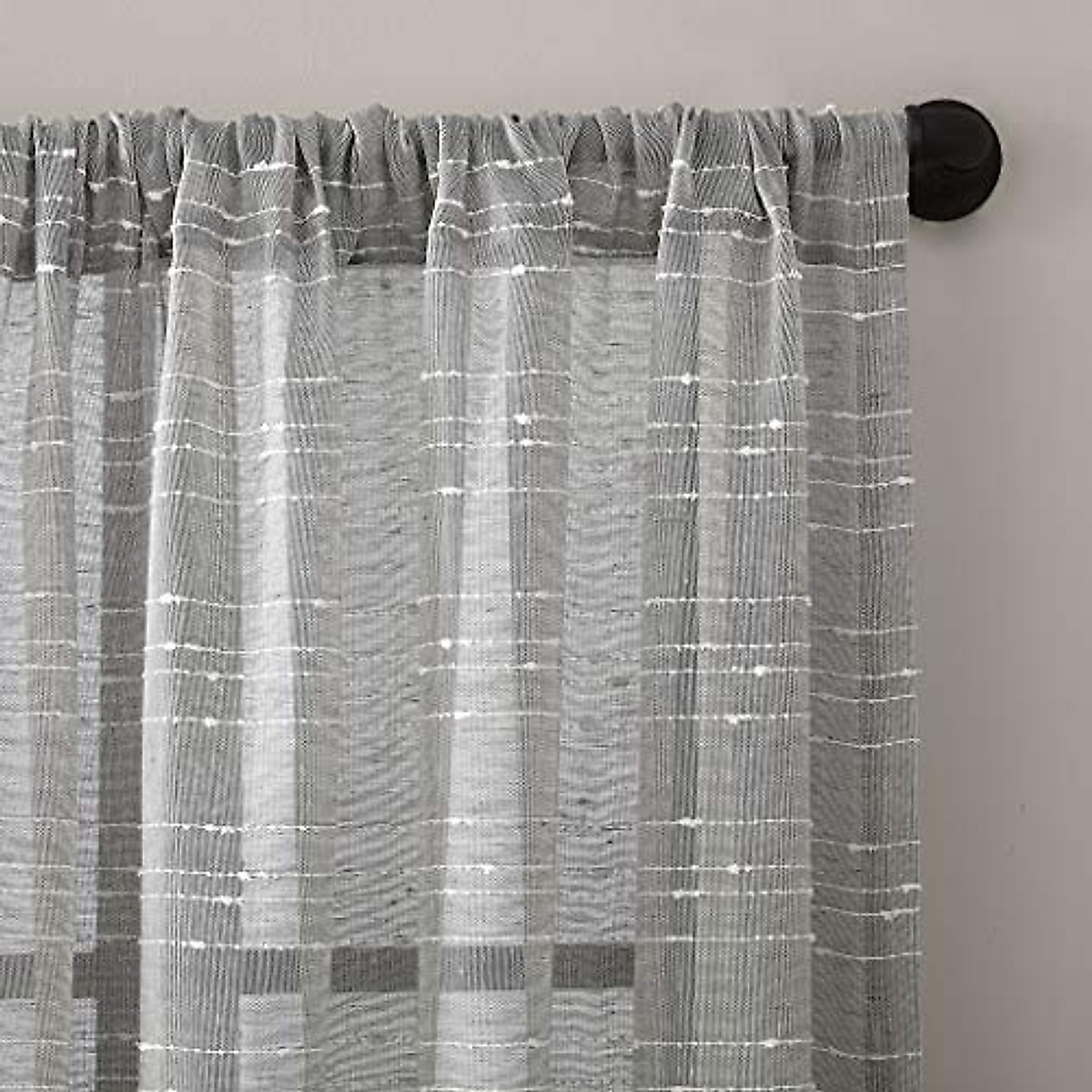 Clean Window Textured Slub Stripe Anti-Dust Allergy/Pet Friendly Sheer Curtain Panel, 52" x 95", Gray