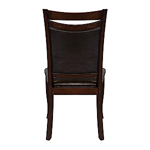 Dark Cherry Finish Side Chairs 6pc Set Brown Faux Leather Upholstered Seat Back Wooden Furniture