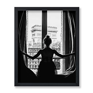 Poster Master Vintage Photograph Poster - Retro Minimalist Print - Girl In The Open Window, Black & White, Simple - 8x10 UNFRAMED Wall Art - Gift for Artist, Friend - Wall Decor for Living Room, Dorm