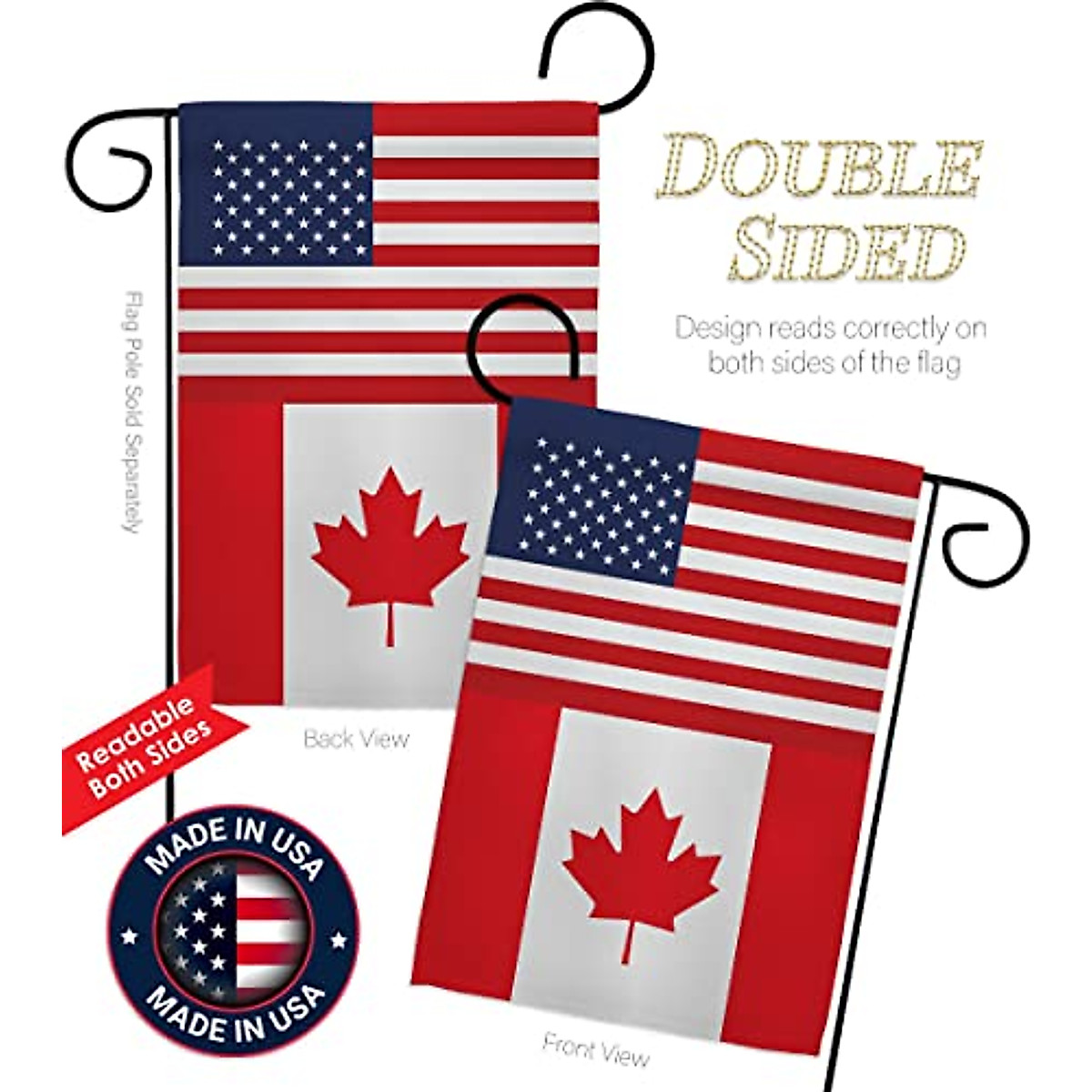 Americana Home & Garden Canada US Friendship Garden Flag Regional Nation International World Country Particular Area House Decoration Banner Small Yard Gift Double-Sided, Made in USA