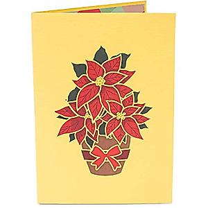 Paper Love Poinsettia Christmas Flower Pop Up Card, Handmade 3D Popup Greeting Cards for Christmas, Holiday, Xmas Gift | 5" x 7"