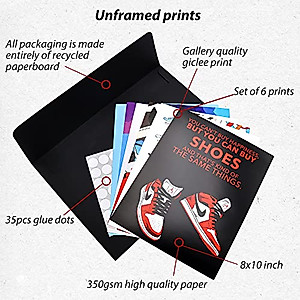 Hypebeast Room Decor, Sneakerhead Jordan AJ Sneaker Air Gym Shoes Shoebox Aesthetic Cool Poster Print Gift for Teen Boys Guys Men Home Dorm Bedroom Wall Art, Unframed 6Pcs (8 x 10In)