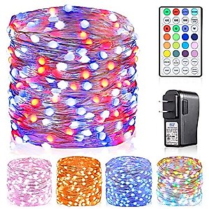 Krislait Color Changing Fairy Lights for Bedroom with Remote USB Plug in Transformer RGB Fairy String Light Outdoor for Christmas Tree, Wedding, Porch, Deck, Ceiling, Garden, Tapestry 66 ft 200 LED