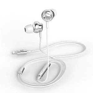 Scosche iDR500LW-XVSP2 Wired Earbuds for Lightning Devices, Silver/White