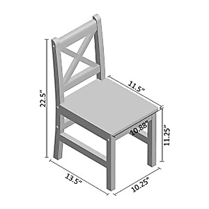 eHemco Solid Hard Wood Kids Table and Chair Set (2 Chairs Included), Coffee, 3 Piece Set